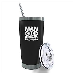 liabiliies Man of God Husband Dad papa Tumbler Coffee Tumblers 20 oz Tumbler with Lid and Straw Insulated Tumblers Stainless Steel Tumbler Funny Gifts for Men