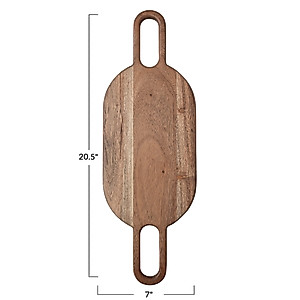 Creative Co-Op Acacia Wood Charcuterie 2 Handles, Natural Cheese/Cutting Board