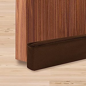 Door Draft Stopper 32" L X 4.5" W X 3.7" T, Strong Adhesive Door Sweep for Exterior and Interior Doors, Dustproof and Soundproof, Brown