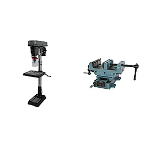 JET JDP-20MF, 20-Inch Floor Drill Press, 1Ph 115/230V (354170) & Wilton CS6, 6" Cross Slide Drill Press Vise, 6” Jaw Opening, 2” Jaw Depth (11696)