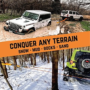 GearAmerica Tow Straps Heavy Duty with Loops 3" x 20' – 35,053 lbs Break Strength – Emergency Off Road Towing Rope & Winch Extension – Triple Reinforced Loops, Protective Sleeves & Storage Bag