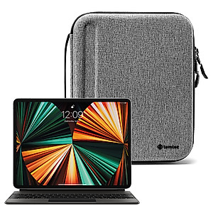 tomtoc Portfolio Case for iPad Pro 12.9-inch 2022/2021/2020, Protective Sleeve with Accessories Pocket, Carrying Storage Bag for iPad Pencil/Adapter/Hubs/Cables/Magic Keyboard, Fits Surface Pro 12.3