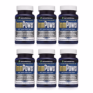 American BioSciences ImmPower AHCC Supplement 6-Pack, Enhanced Immune Support, Natural Killer Cell Activity and Cytokine Production, 30 Vegetarian Capsules, 500 milligrams per Capsule