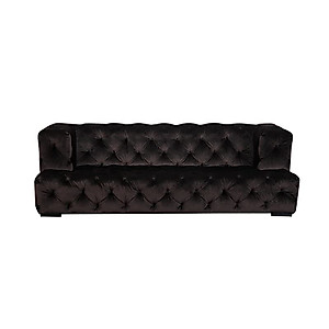 American Home Classic Jasper 16" Velvet and Solid Wood Sofa in Chocolate