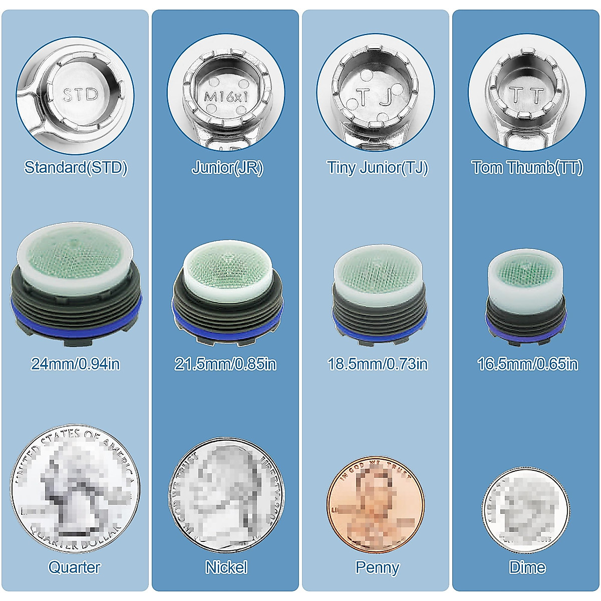 Enhon Universal Faucet Aerator Removal Tool, Metal Aerator Wrench Tool, Aerator Key for M22 x 1, M24 x 1, M28 x 1, M18 x 1, M16 x 1 and Cache Aerators in Sizes TF, TJ, TT, JR and STD