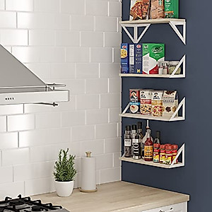 Wallniture Minori Floating Shelves for Wall Book Shelves Living Room Storage Shelves for Bathroom, Bedroom, Kitchen Natural Wood Set of 4