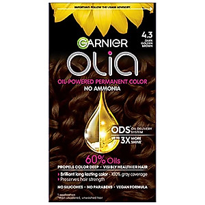 Garnier Hair Color Olia Ammonia-Free Brilliant Color Oil-Rich Permanent Hair Dye, 4.3 Dark Golden Brown, 1 Count (Packaging May Vary)