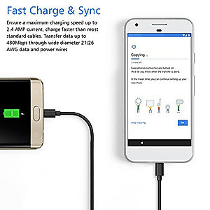 Android Charging Cable, 15Ft Charger Cable for PS4 Xbox One Controller, Durable Micro USB Cord Fast Charging Sync Wire for Samsung Galaxy S7 Edge S6 S5,LG,Moto G5,Black