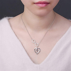 AILIN Personalized Heart Cross Infinity Name Necklace 925 Sterling Silver Custom Engrave and Birthstone Necklaces Birthday Gifts For Women Girlfriends Mother Daughter Men