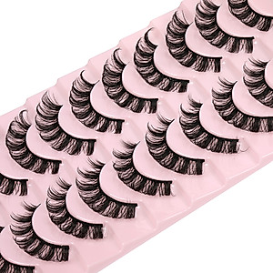 Eyelashes Russian Strip Lashes D Curl Wispy Lashes Natural Look Short 12MM Eye Lashes False Lashes Pack 10 Pairs by ALICE