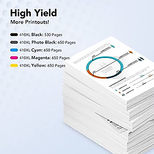410xl Ink cartridges Replacement for Epson 410 T410 Ink for Remanufactured epson XP-7100 XP-640 XP-630 XP-530 XP-635 xp-830 Printer (Yellow, Cyan, Magenta, Black, PBK, 5 Pack)