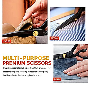 Fabric Scissors Professional (9-inch), Premium Scissors for Fabric Cutting with Bonus Measuring Tape - Made of High Density Carbon Steel Shears, Sewing Scissors for Fabric, Leather, Thin Metal, etc.