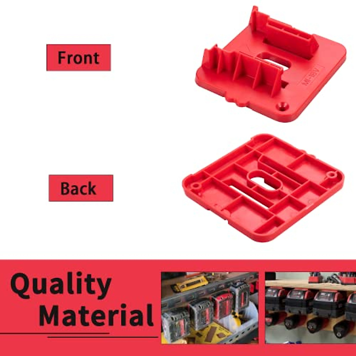 Crtbelfy Battery Holder for Milwaukee M18 18V Battery, Wall Mount Batteries Storage for Work Van, Shelf, Toolbox - 10 Pack