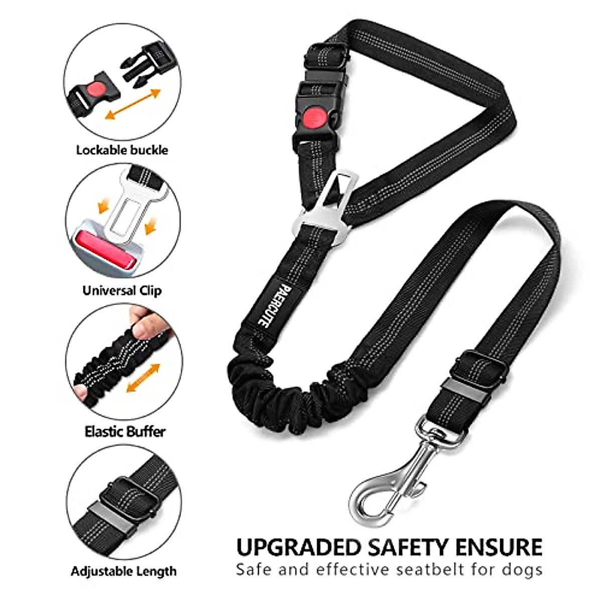 3 Piece Set Dog Seat Belt Retractable Dog Car Seatbelts Adjustable Pet Seat Belt for Vehicle Headrest Restraint Adjustable Heavy Duty & Elastic & Durable Car Harness for Dogs