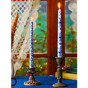 Conelist 12 Pack Chinoiserie Taper Candles Blue and White Taper Candle Blue Willow Decorative Taper Candles Bulk for Coworkers Home Decoration Wedding Women(10 Inch)