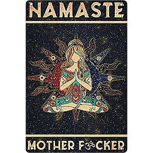 Starry Sky Yoga Girl Namaste Retro Metal Tin Sign, Yoga Room Sign Aluminium Tin Signs Home Garage Shop Bar Sign Man Cave Decor Coffee Farm Country Kitchen Wall Home Decor 8X12 Inch
