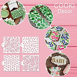 Cake Stencils Decorating Buttercream Cookie Stencils for Royal Icing Leopard Stencil Airbrush Snake Skin Mermaid Scale Stencil Cheetah Cow Print Templates for Baking (14 5.5'' Leaf Cookie Stencils)