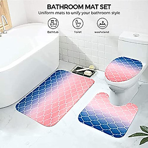 HBlife 4PCS Moroccan Style Bathroom Sets with Shower Curtain and Rugs, 72"x72" Boho Shower Curtains with 3 PCS Bathroom Mats Sets, Shower Curtain Sets with Non-Slip Rug and 12 Shower Curtain Hooks