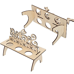 LUOZZY 2 Pcs Wood Easter Egg Holder DIY Painting Wood Egg Display Rack Tray Easter Rabbit Chicken Sign Egg Holding Stand for Home Shop Rabbit (4+5)