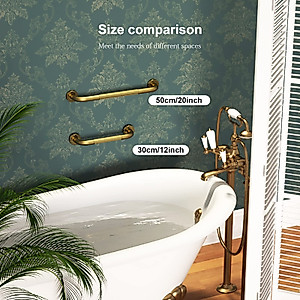 12 Inch Anti Slip Bronze Shower Grab Bar Polished Gold,ZUEXT Antique Brass Bathroom Grab Bar, Knurled Bathroom Balance Bar,Safety Hand Rail Support,Handicap Elderly Injury Senior Assist Bath Handle