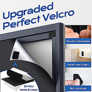 Blackout Curtains for Bedroom, 39" x 58" Portable Blackout Blinds with 20 Sets Hooks & Loops Strips for 100% Blackout Window Film, Temporary Blackout Shades for Windows Cover Nursery Travel RV- Black