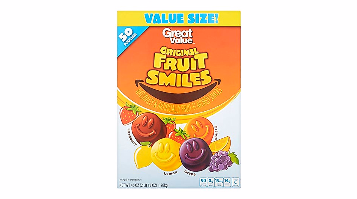Great Value Fruit Smiles Snacks - 50 Pouches of Chewy Fruit Flavors