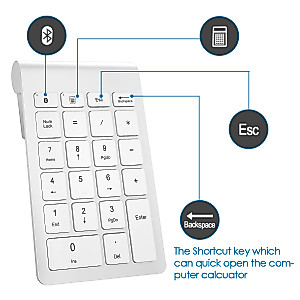 Foloda Bluetooth Wireless Number Pads: 22 Keys Wireless Financial Accounting Numeric Keypad, External 10 Key Numpad Numbers Keyboard for Laptop Computer Surface Pro Notebook Desktop (NO Receiver)