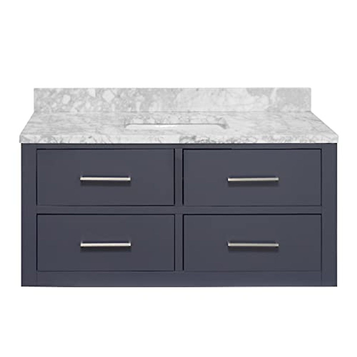 Kitchen Bath Collection Helsinki 48-inch Floating Bathroom Vanity (Carrara/Marine Gray): Includes Marine Gray Cabinet with Carrara Countertop and White Ceramic Sink