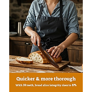 indirewash 16.5” Bread slicer for Homemade Bread, Serrated Bread Knife for homemade bread with Bow Design, Premium Bread Knife, Bread Slicer, Bread Cutter for Bagels, Baguettes, Dark Brown Color