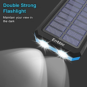 Solar Power Bank Portable Charger 20000mah Waterproof Battery Backup Charger Solar Panel Charger with Dual LED Flashlights and Compass for All CellPhones, Tablets, and Electronic Devices