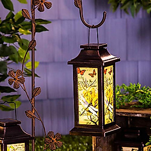 Topadorn Outdoor Hanging Solar Lantern Decoration for Garden Patio, Vintage Dragonfly Lantern