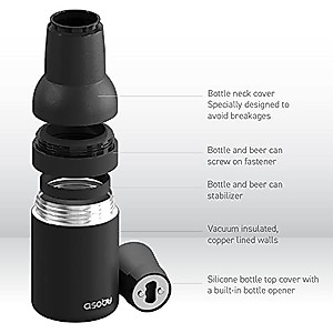 asobu Frosty Beer Holder 2 Go Vacuum Insulated Double Walled Stainless Steel Beer Can and Bottle Cooler with Beer Opener Eco Friendly and Bpa Free (black)