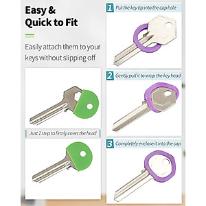 Vibit 16 Pack Key Caps Covers Tags Set Plastic Key Identifier Coding Rings in 8 Assorted Colors, 2 Styles