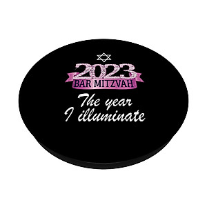 2023 Bar Mitzvah Quote Festive Black Pink Decor PopSockets Standard PopGrip