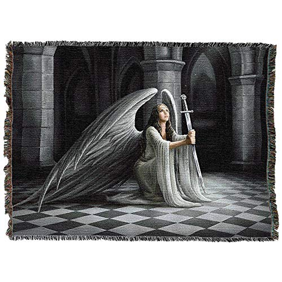 Pure Country Weavers The Blessing Angel Blanket by Anne Stokes Gothic Collection - Gift Fantasy Tapestry Throw Woven from Cotton - Made in The USA (72x54)