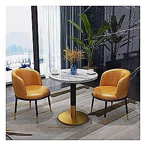 Conference Reception Room Coffee Table with Chair, Modern Table and Chair Combination Office Reception Round Table Coffee Shop Dessert Shop 60cm Leisure Table Hotel Meeting Room ( Color : 2 Chairs Ora