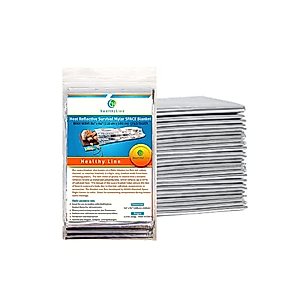 HealthyLine - Thermal Foil Sauna Blanket (Pack of 50 pcs) - for Detox & Weight Loss, Far Infrared Therapy, Survival and Preparedness - Retains up to 97% of Body Heat - 64in x 84in Mylar Sheets