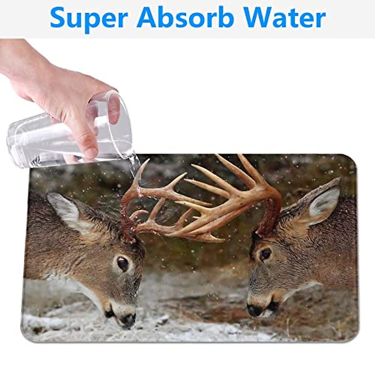 PAUSEBOLL Deer Moose Bath Rugs Machine Washable Bathroom Decor Non-Slip Doormat Water Absorbent Welcome Mat for Kitchen Bedroom Floors 16" X 24"