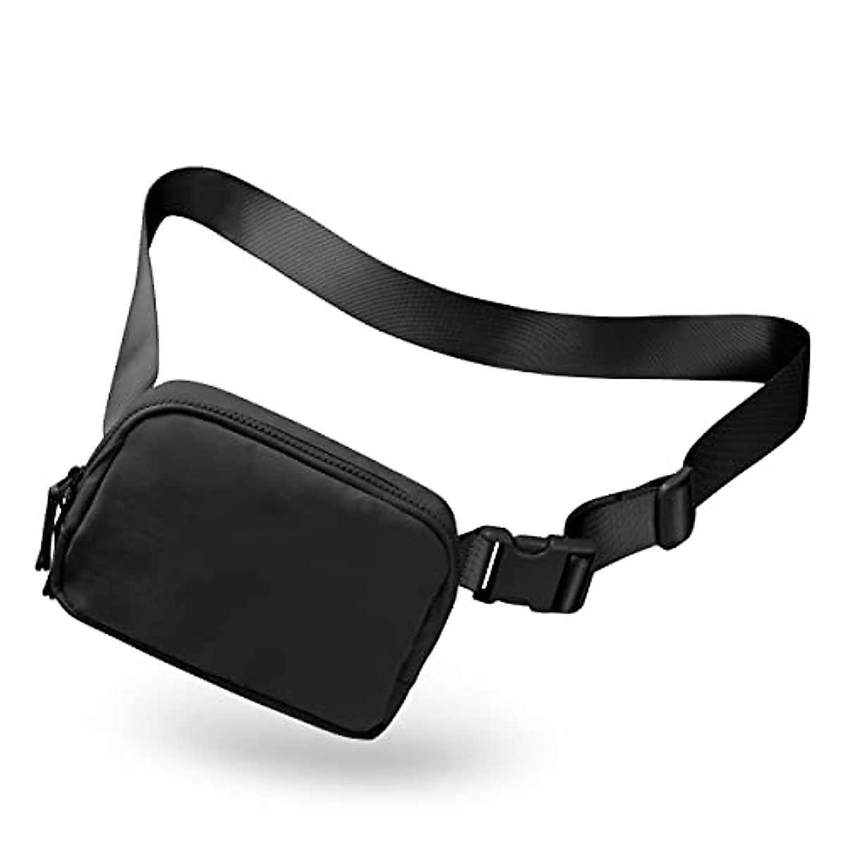 AslabCrew 2-Way Zipper Unisex Belt Bag with Adjustable Strap Fanny Packs Mini Waist Pouch for Outdoor Hiking Running Travel, Black