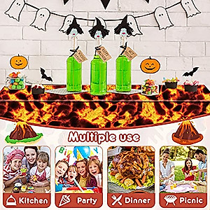 Lava Tablecloth Volcano Decorations Halloween Plastic Table Covers Lava Party Supplies Volcano Tablecloth Fire Table Covers Waterproof Oil Resistant Tablecloth for Home Party Decor (1 Piece)