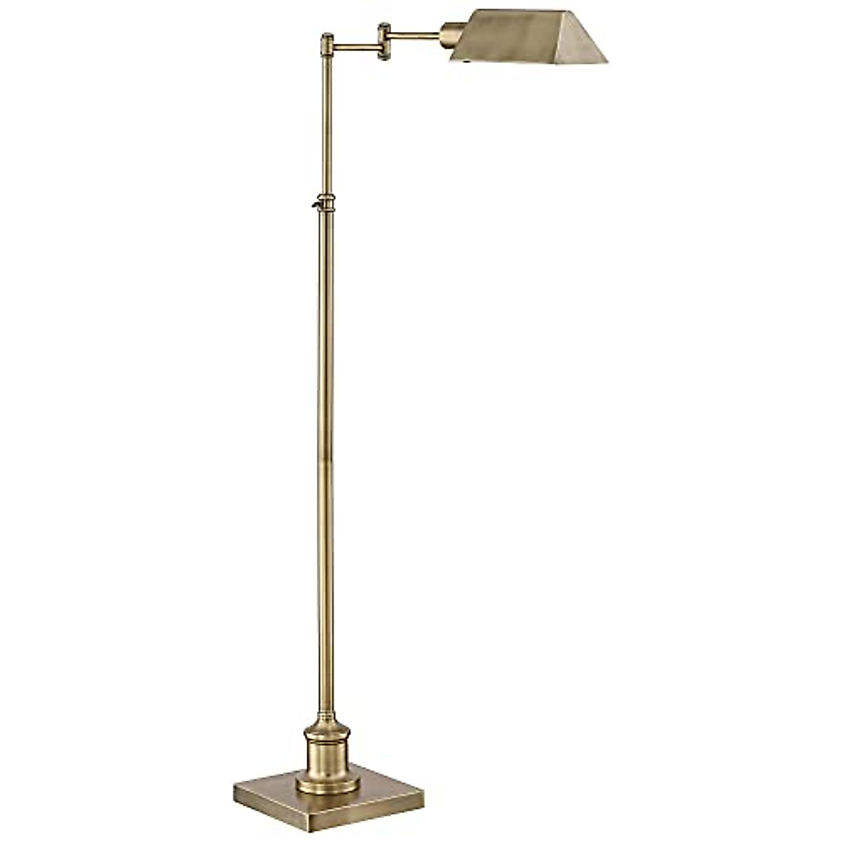 Regency Hill Jenson Modern Metal Adjustable Pharmacy Floor Lamp Swing Arm 54" Tall Aged Brass Metal Shade Standing Pole Light for Living Room Reading House Bedroom Home Office