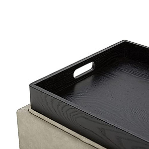 CHITA Storage Ottoman Cube with Tray,Footrest Stool Seat Serve as Side Table, PU Leather in Stone Gray