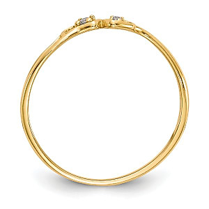 IceCarats 10K Yellow Gold Cubic Zirconia CZ Double Heart Love Ring Size 7