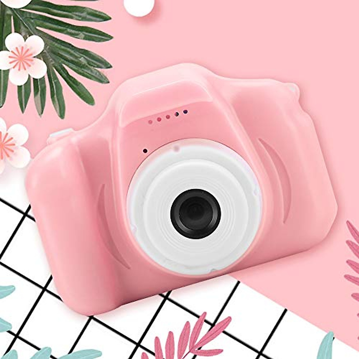 Mini Camera Portable Toy for Children, Digital Camera with TFT Color Screen, Fixed Lens Digital Video Camera, Cute Cartoon Camera Multi Cartoon Photo Frames(Pink)
