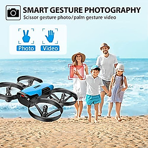Ficinto Mini Drone with Camera, Altitude Hold and Headless Mode, Emergency stop, Spare propellers, Includes Two Intelligent Flight Batteries, Red, Hand Operated Drone