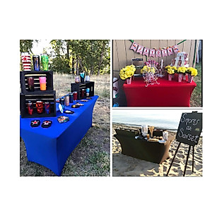 HAORUI 6pcs Stretch Tablecloth 6ft Spandex Table Cover for Craft Exhibitions Wedding Party Show (6ft White)