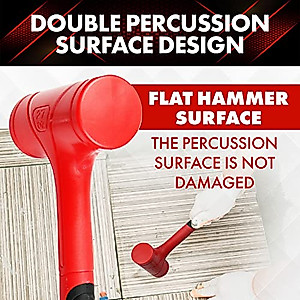 YIYITOOLS 2Pcs Dead Blow Hammer Set,16oz(1LB)Ball Pein Hammer,27oz(1.5LB)Dead Blow Hammer,Red and Black, Shockproof Design, No Rebound Mallet Unibody Molded Checkered Grip Spark and Rebound Resistant