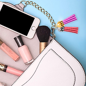 Duufin 240 Pieces Keychain Tassels Bulk Leather Tassel Pendants Colorful Tassel for Keychain, Craft and DIY Projects, 60 Colors (Gold and Silver Cap)