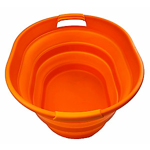 SAMMART 23L (6 Gallons) Collapsible Plastic Laundry Basket - Oval Tub/Basket - Foldable Storage Container/Organizer - Portable Washing Tub - Space Saving Laundry Hamper (Orange)