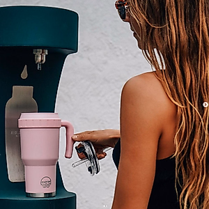 Mayim 40oz Tumbler with Handle, Travel Coffee Mug or Insulated Water Bottle with Straw and Lid, Leak Proof Stainless Steel Double Wall Thermos for Home, Office or Car - Green